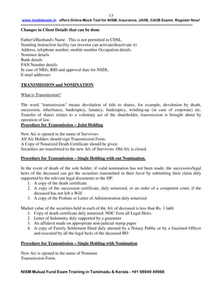 NISM STUDY MATERIAL FOR NISM DOCE DEPOSITORY EXAM GUIDE. | PDF