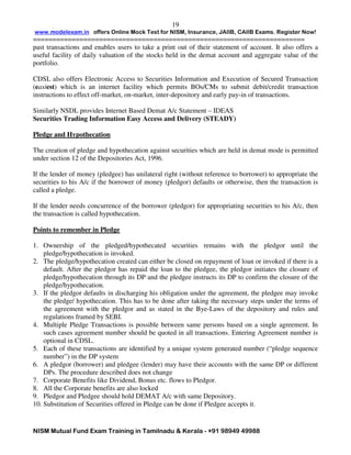 NISM STUDY MATERIAL FOR NISM DOCE DEPOSITORY EXAM GUIDE. | PDF