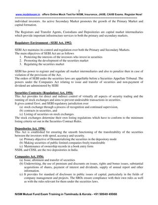 NISM STUDY MATERIAL FOR NISM DOCE DEPOSITORY EXAM GUIDE. | PDF