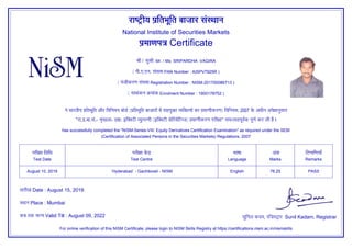 Nism equity derivatives certificate | PDF