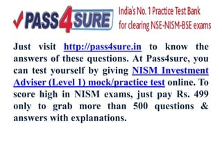 Nism investment adviser level 1- model question paper | PPTX