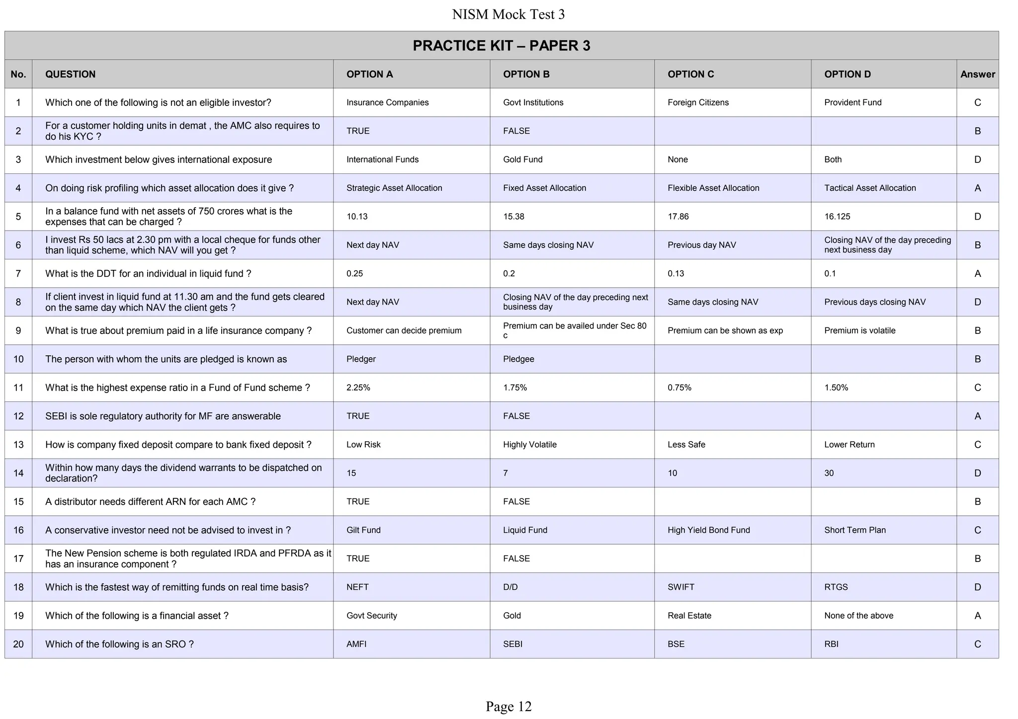NISM Paper VA 700 MCQ-1.pdf, pass nism 5 a exam | PDF