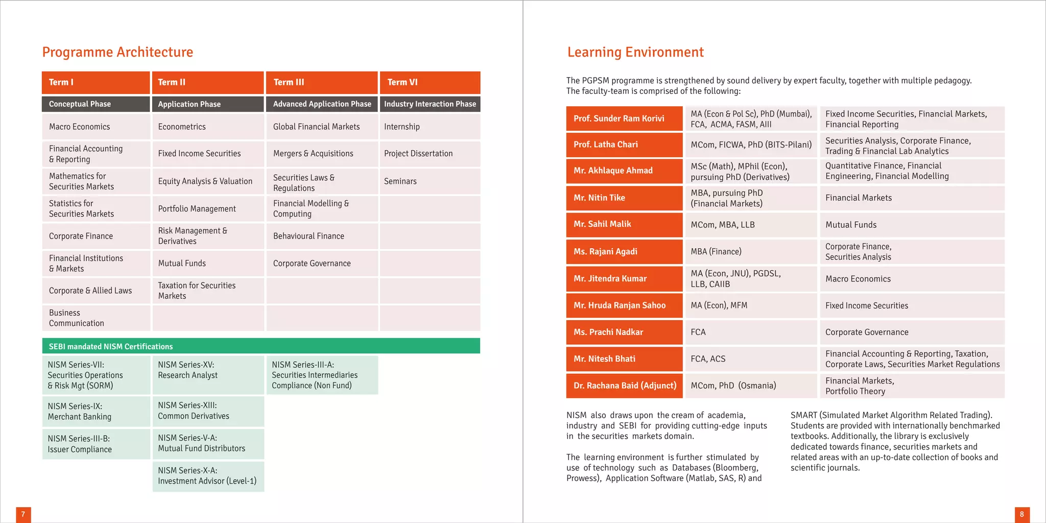 PGPSM Placement Brochure 2015-16, NISM | PDF