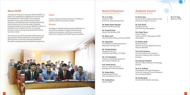 PGPSM Placement Brochure 2015-16, NISM | PDF