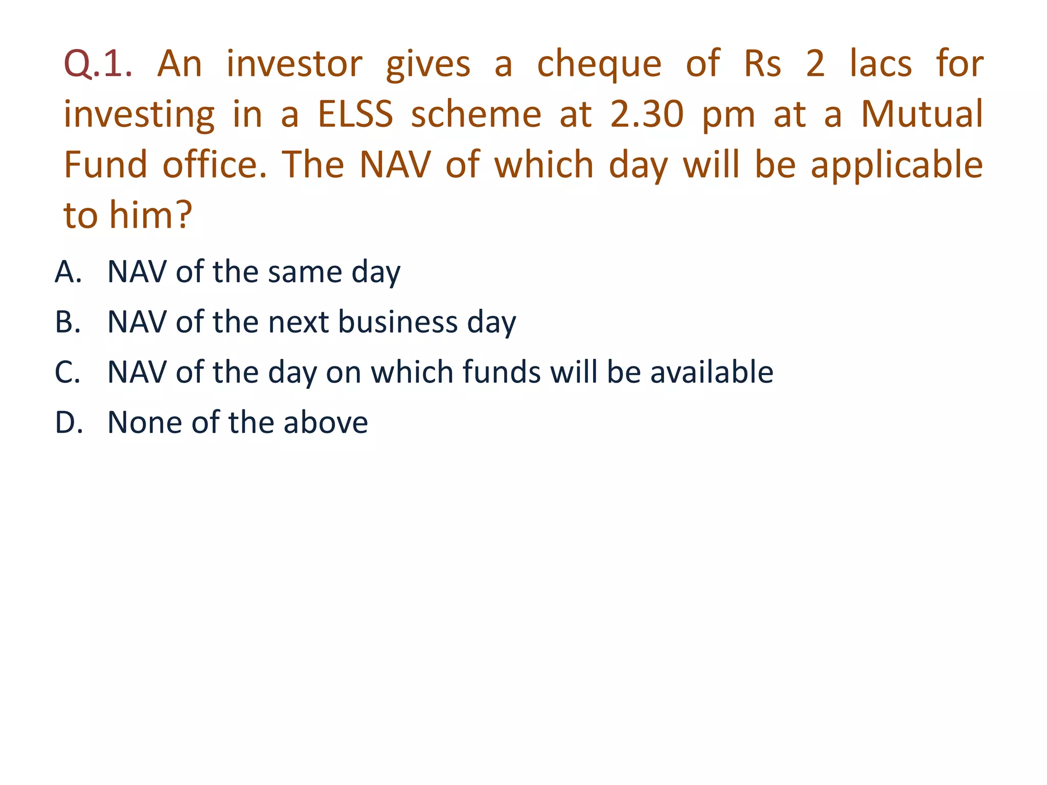 NISM Series V A - Mutual Fund Model Question Paper | PPTX