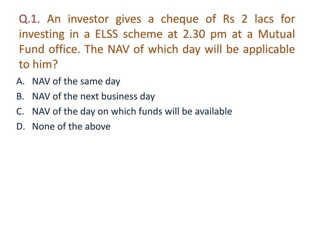 NISM Series V A - Mutual Fund Model Question Paper | PPTX | Mutual ...