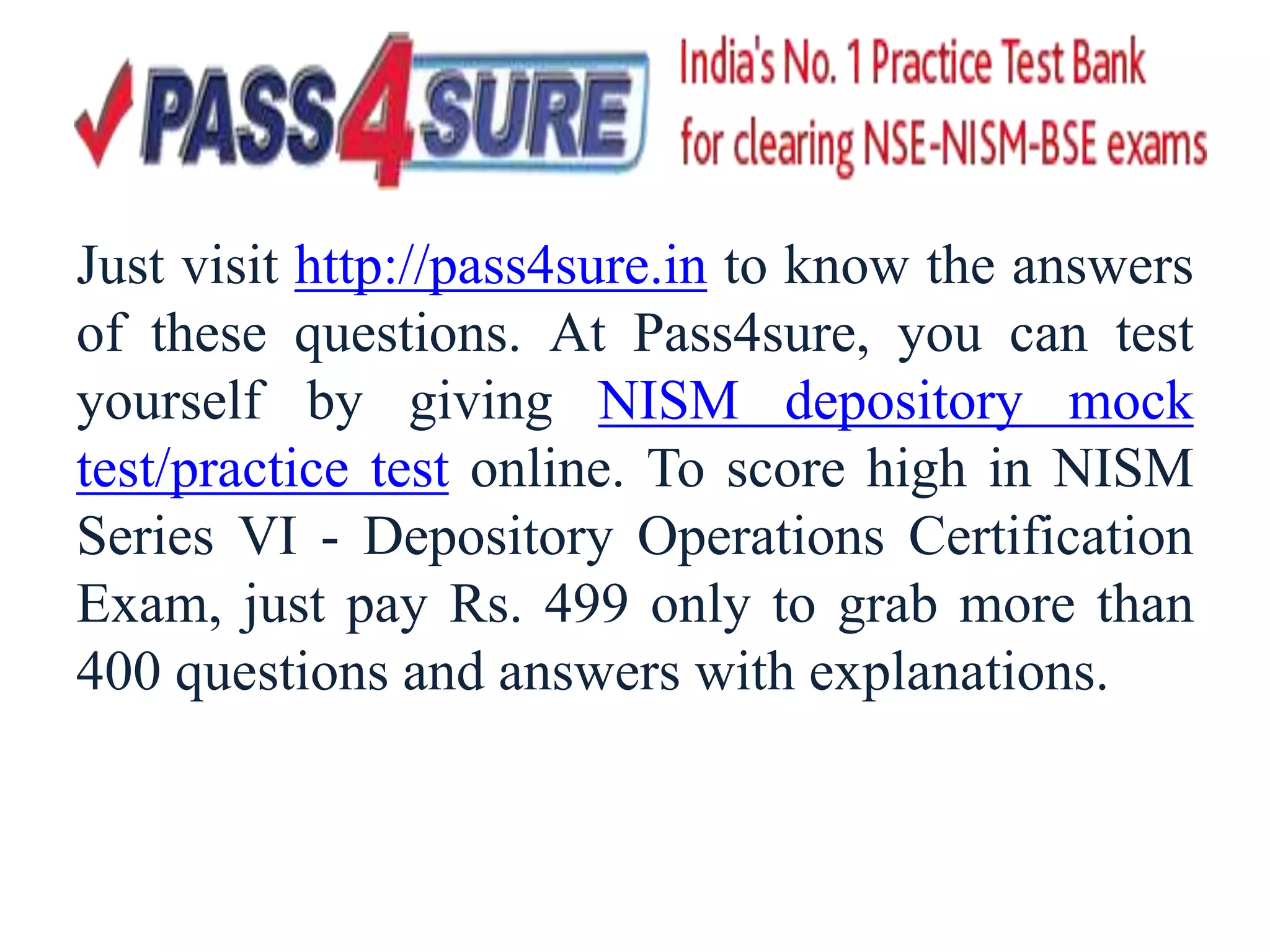 NISM Series VI - Depository Operations Certification Exam Model Paper ...