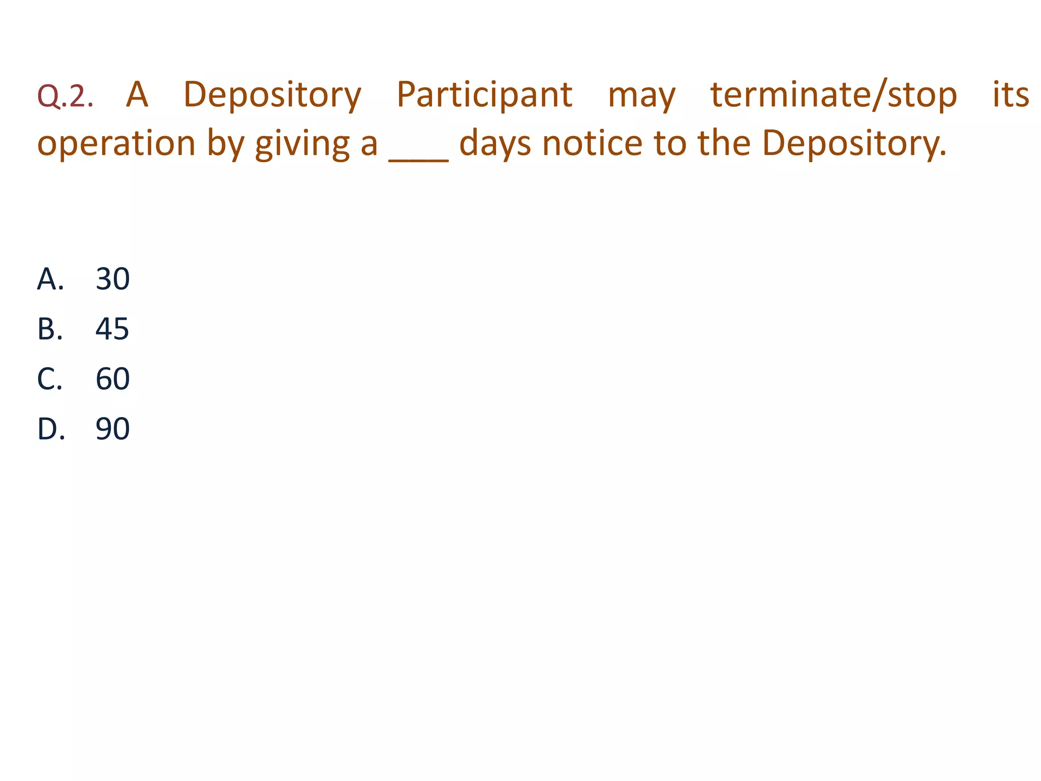NISM Series VI - Depository Operations Certification Exam Model Paper ...
