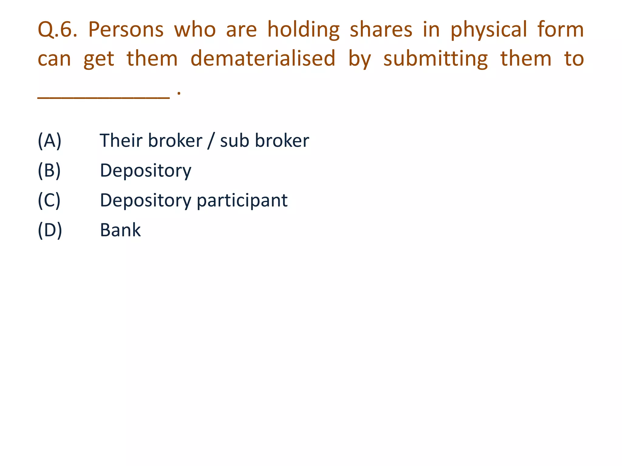 NISM Series VI - Depository Operations Certification Exam Model Paper ...