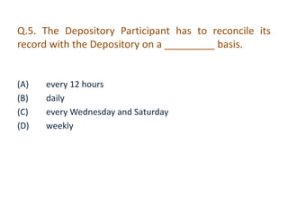NISM Series VI - Depository Operations Certification Exam Model Paper ...