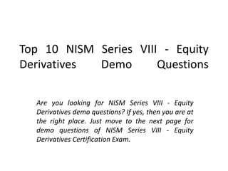 NISM Series VIII - Equity Derivatives Model Paper | PPTX