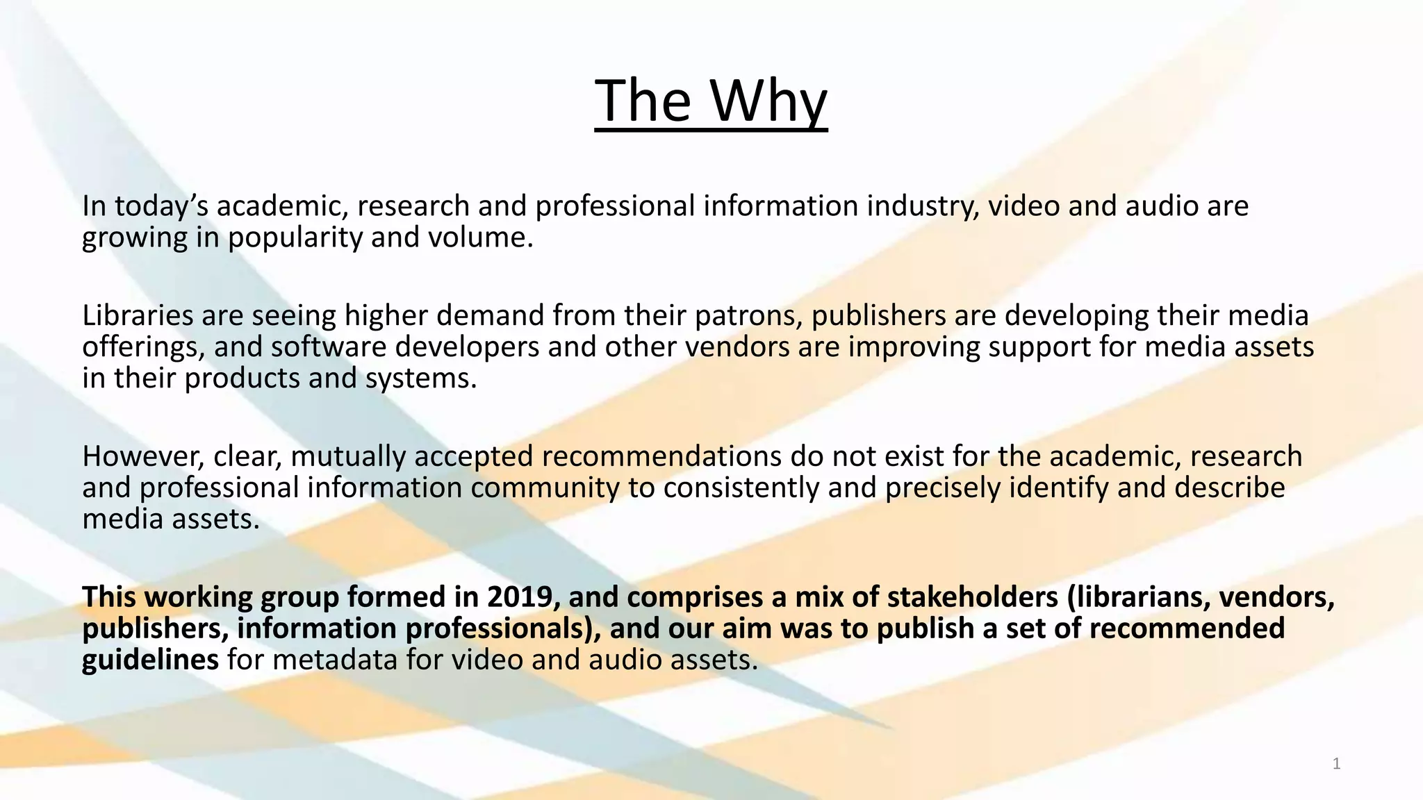 Lagace "NISO Video and Audio Metadata Guidelines" | PPT