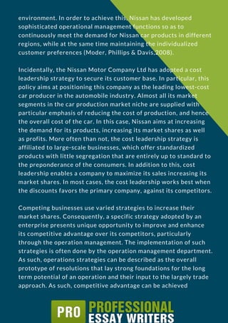Nissan Case Study Analysis Sample | PDF