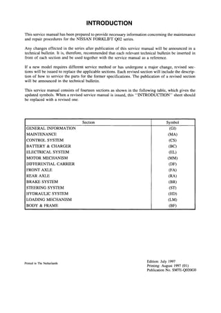 Nissan forklift electric q02 series service repair manual | PDF