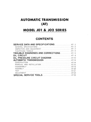 Nissan forklift internal combustion j02 series service repair manual | PDF