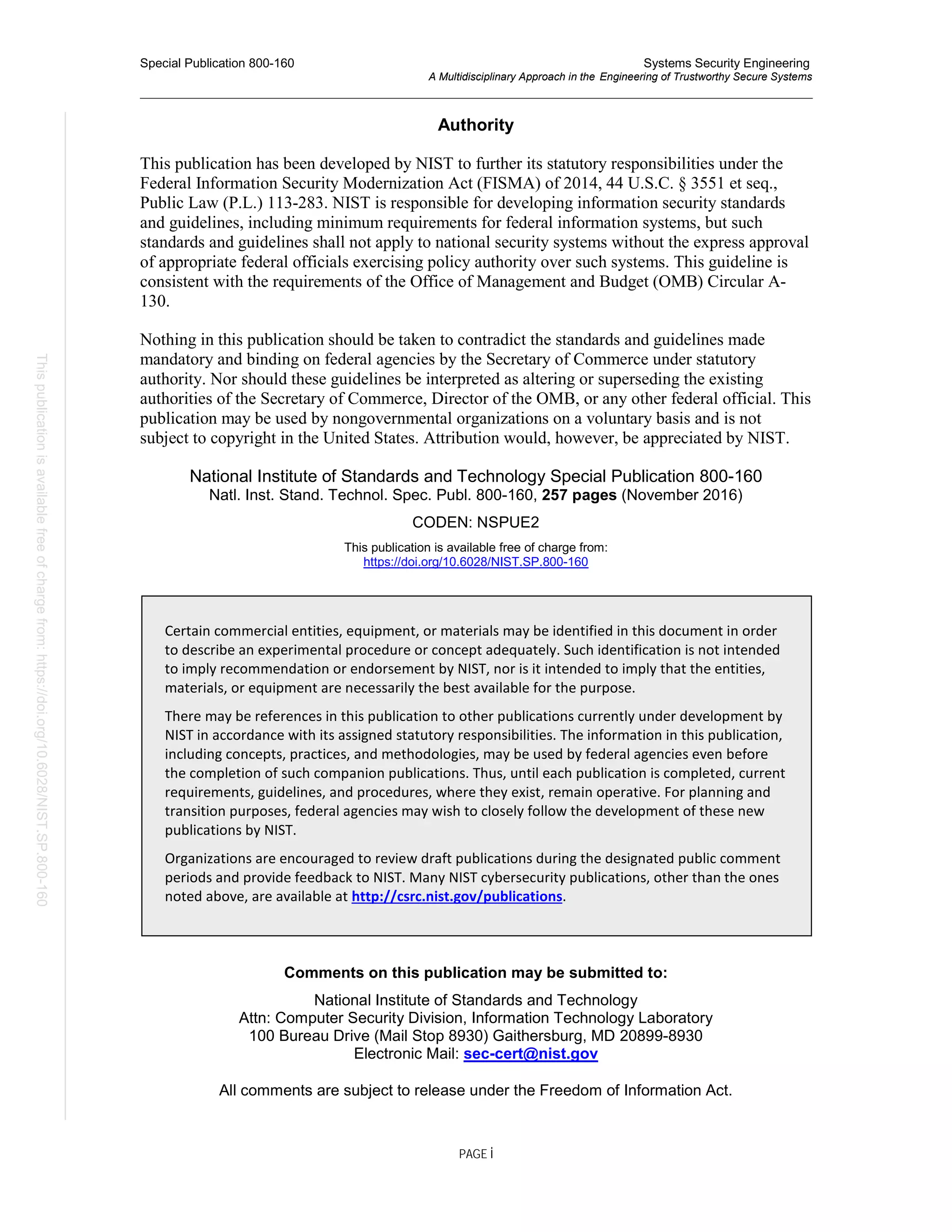 NIST releases SP 800-160 Multi-discplinary approach to cybersecurity | PDF