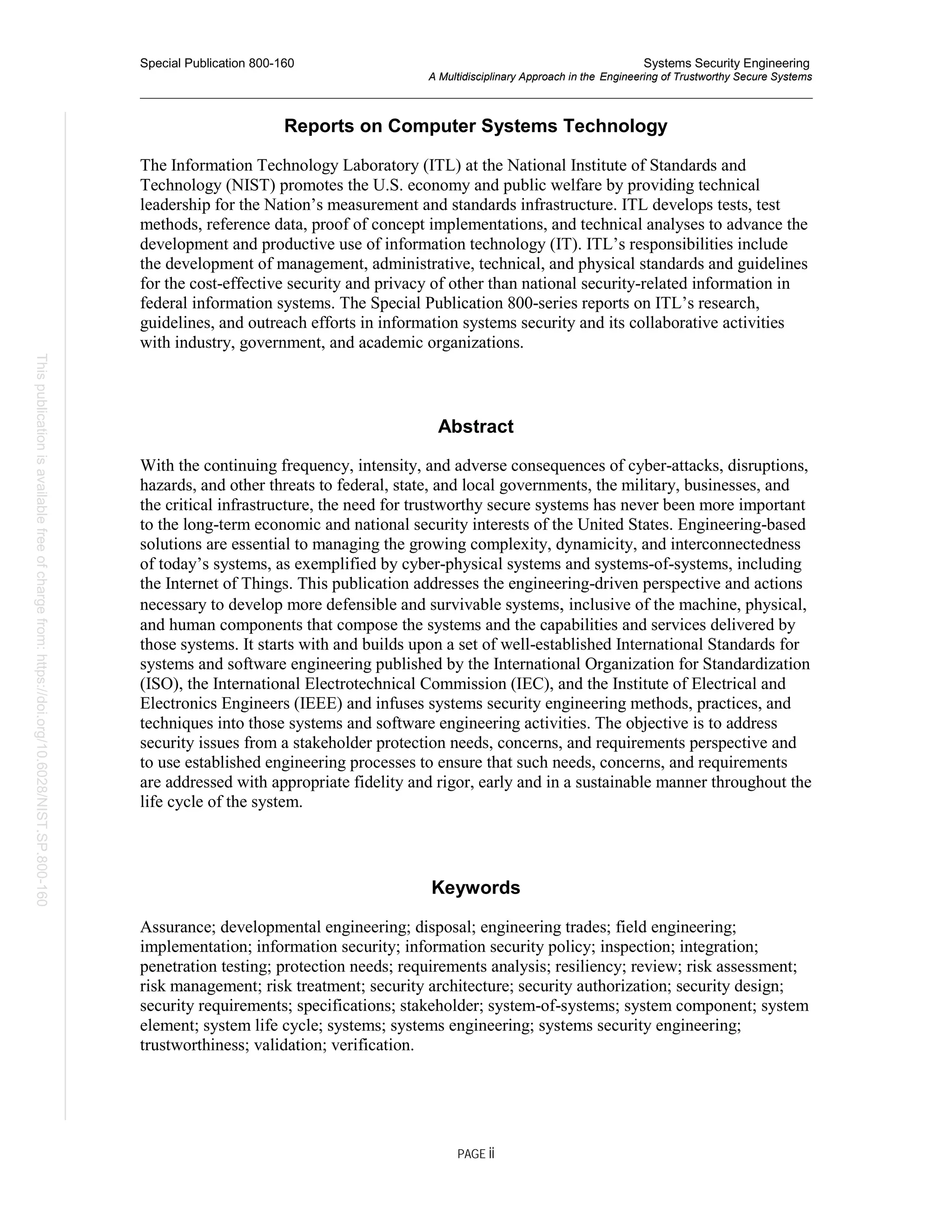 NIST releases SP 800-160 Multi-discplinary approach to cybersecurity | PDF