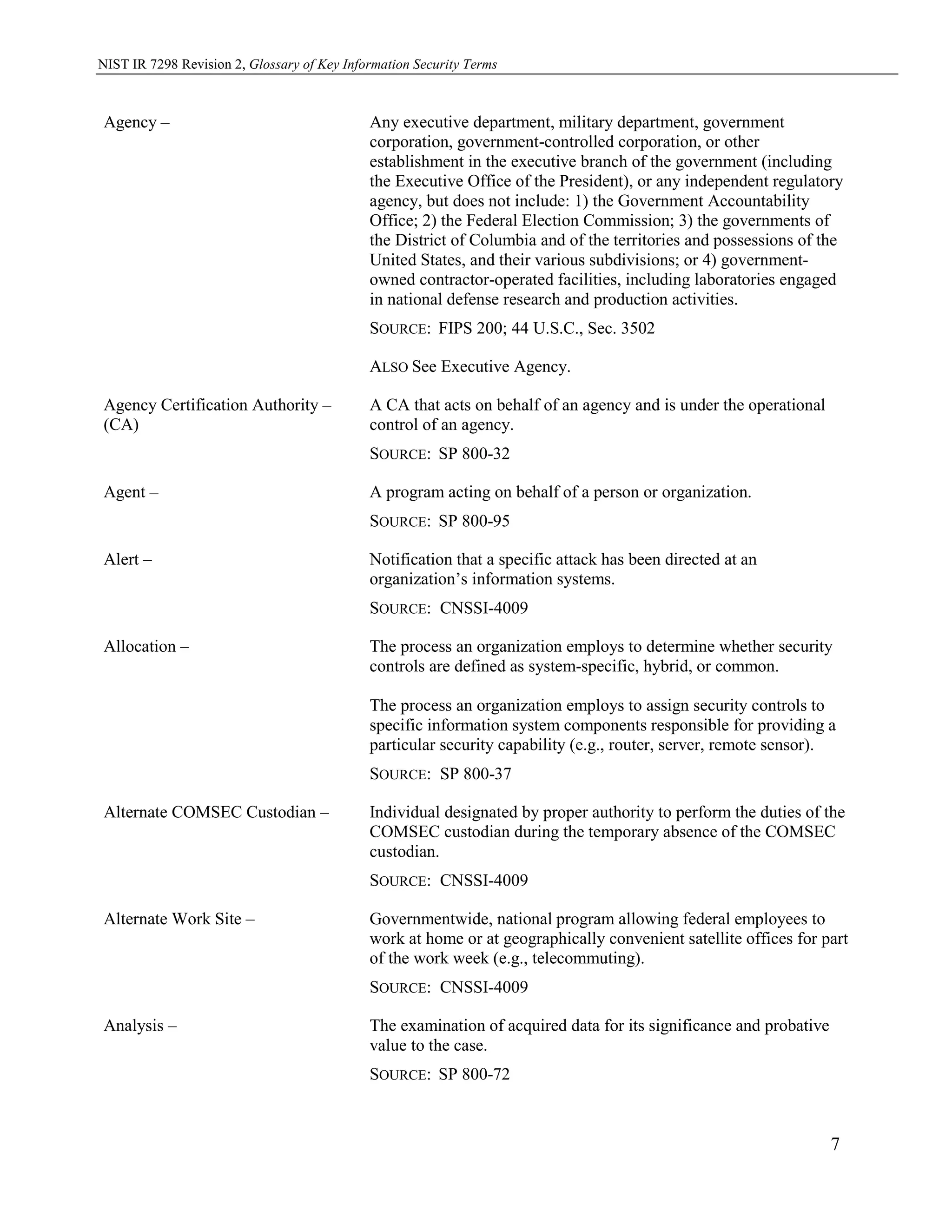Glossary - Standard Security Terms - NIST Vocabulary | PDF