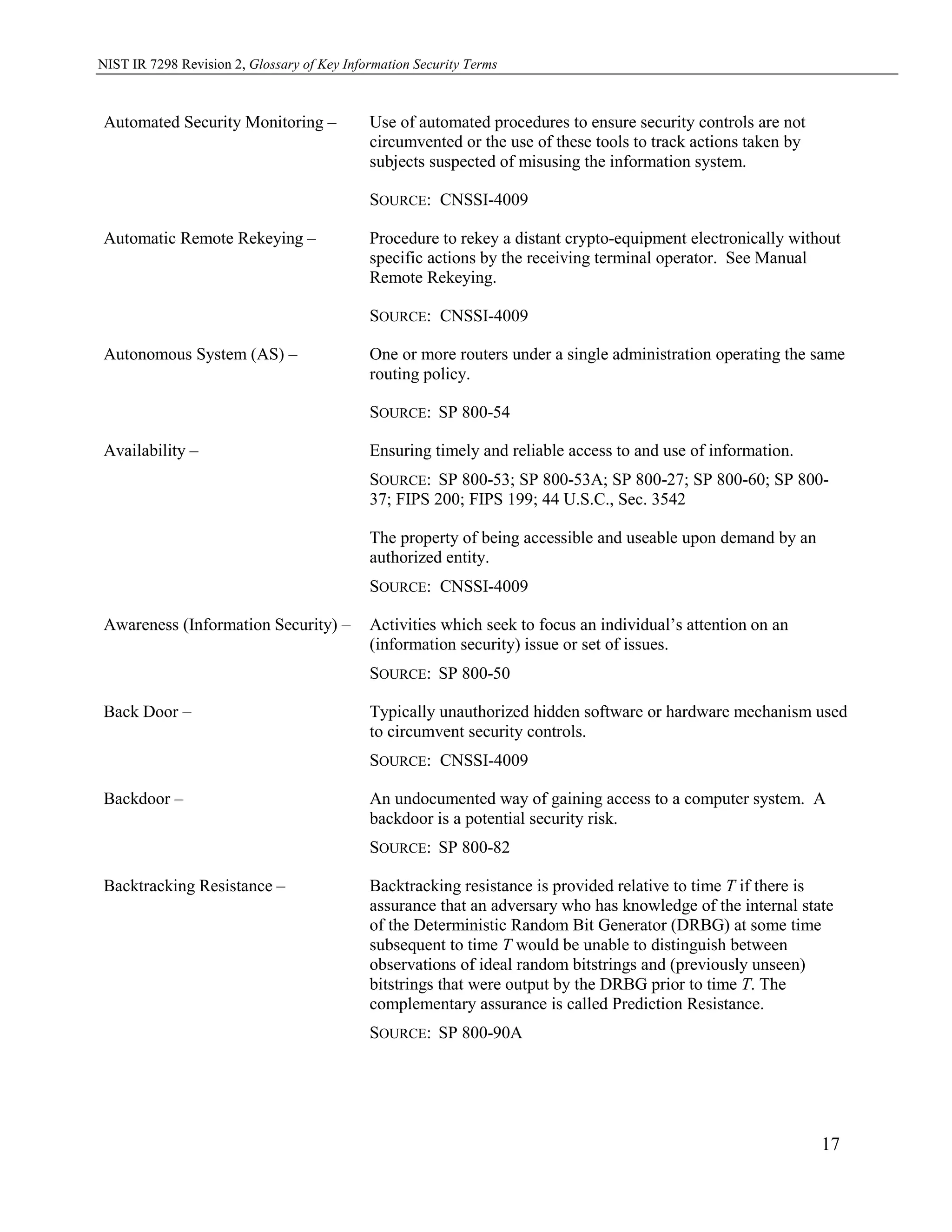 Glossary - Standard Security Terms - NIST Vocabulary | PDF