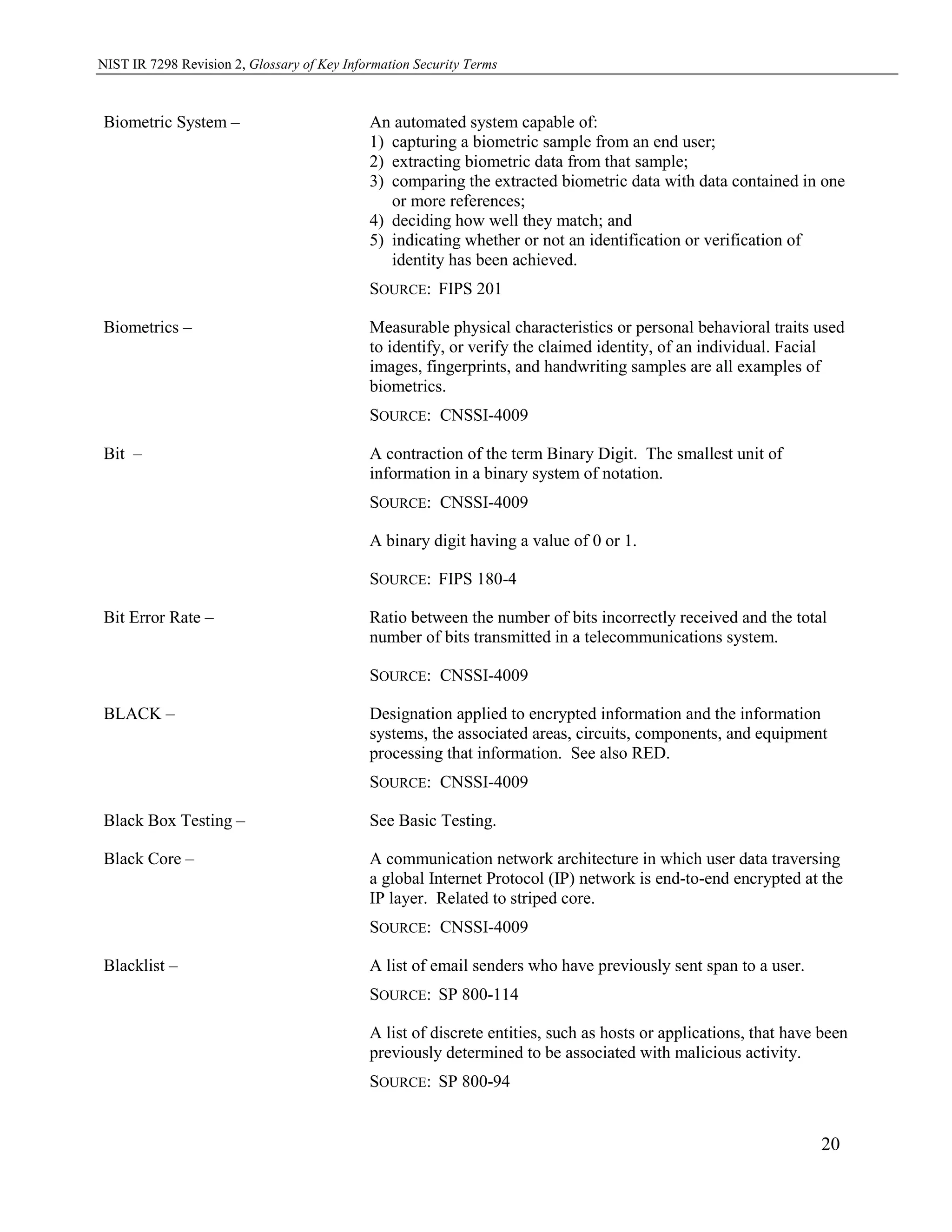 Glossary - Standard Security Terms - NIST Vocabulary | PDF