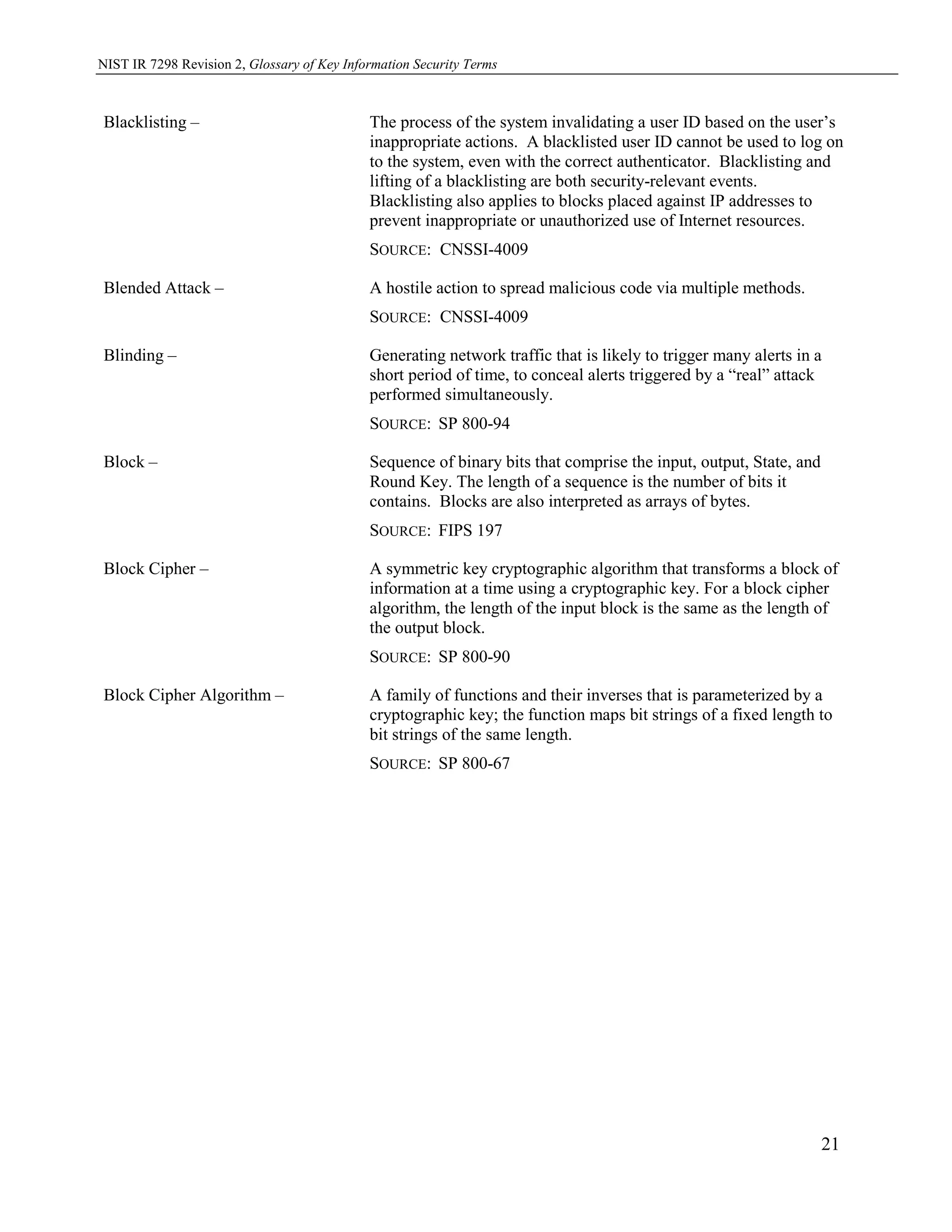 Glossary - Standard Security Terms - NIST Vocabulary | PDF