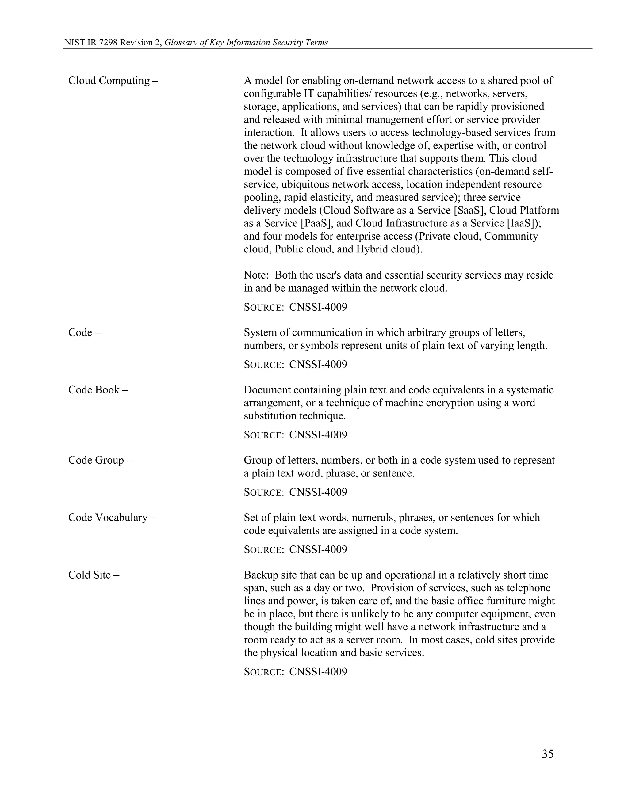 Glossary - Standard Security Terms - NIST Vocabulary | PDF