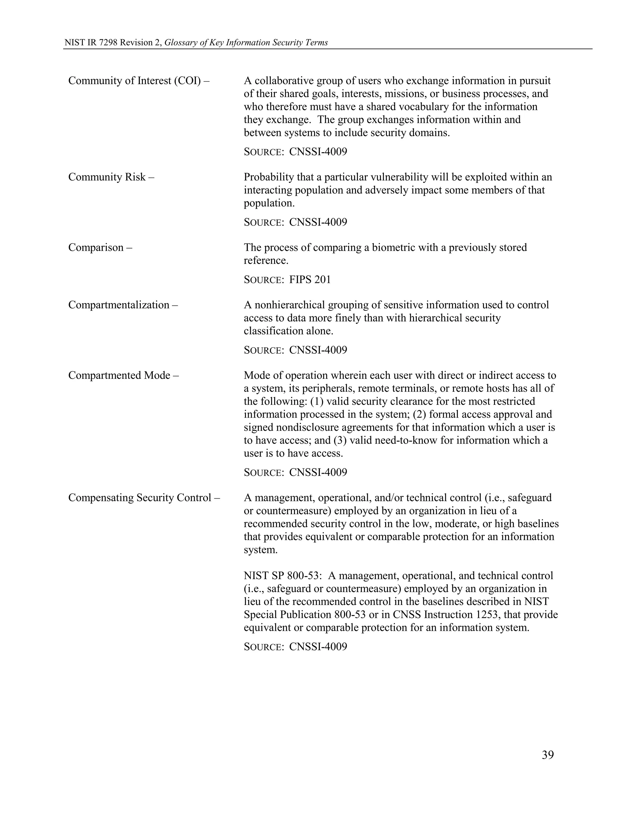 Glossary - Standard Security Terms - NIST Vocabulary | PDF