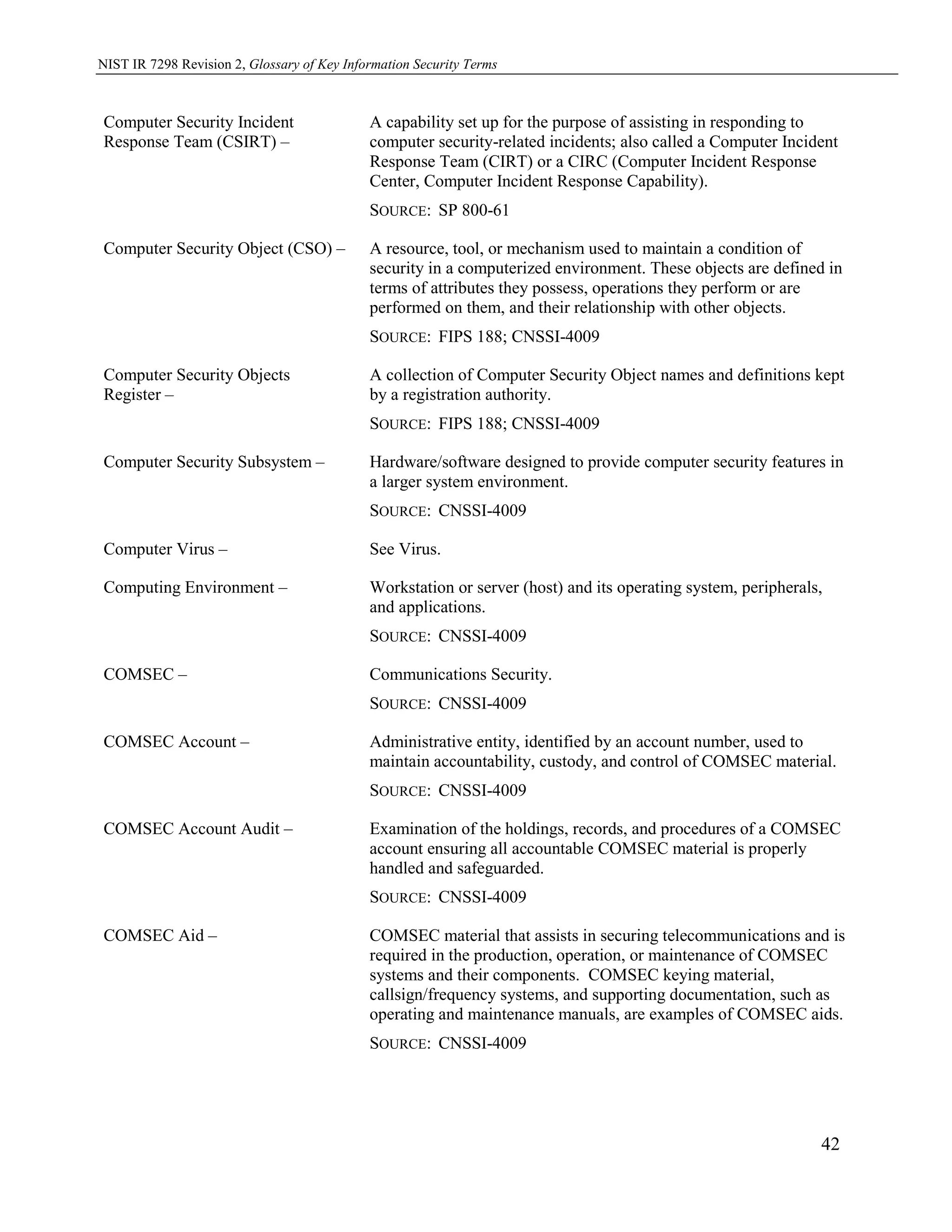 Glossary - Standard Security Terms - NIST Vocabulary | PDF