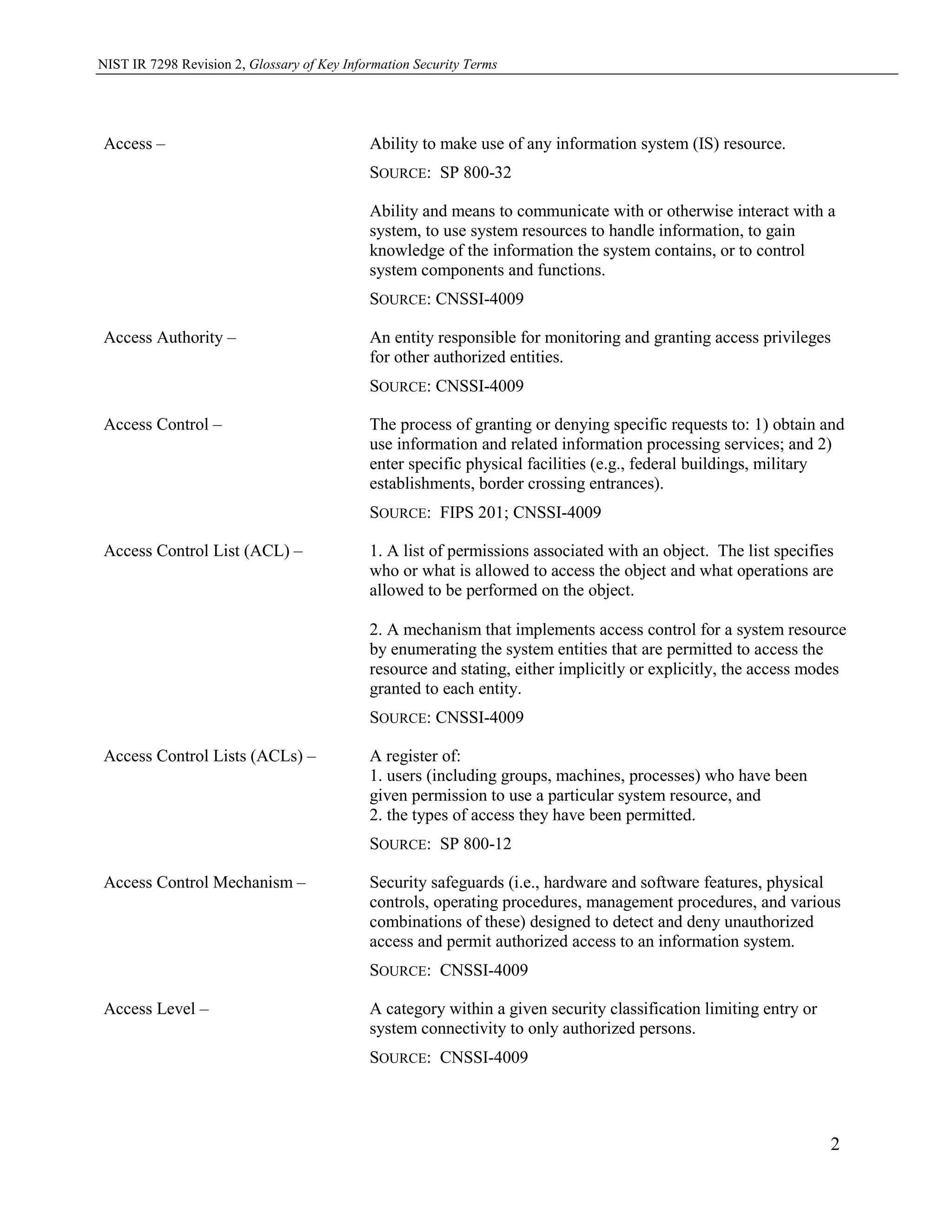 Glossary - Standard Security Terms - NIST Vocabulary | PDF