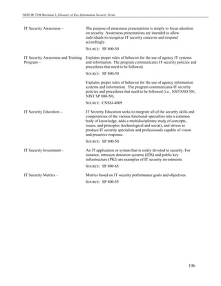 Glossary - Standard Security Terms - NIST Vocabulary | PDF