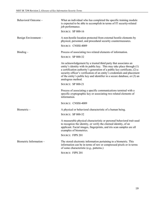 Glossary - Standard Security Terms - NIST Vocabulary | PDF
