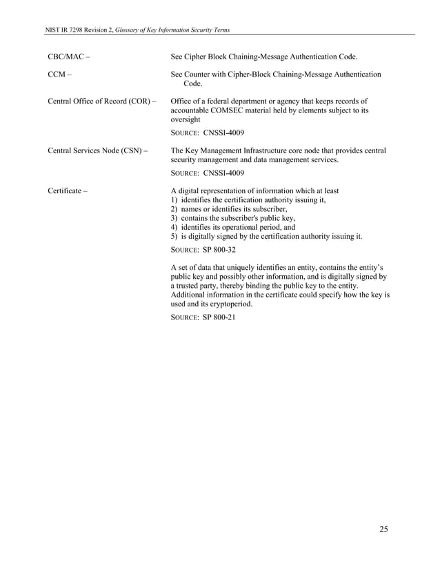 Glossary - Standard Security Terms - NIST Vocabulary | PDF