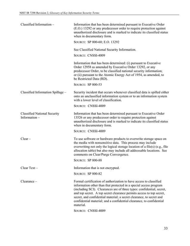 Glossary - Standard Security Terms - NIST Vocabulary | PDF