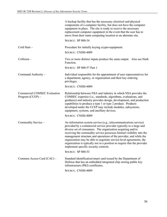 Glossary - Standard Security Terms - NIST Vocabulary | PDF