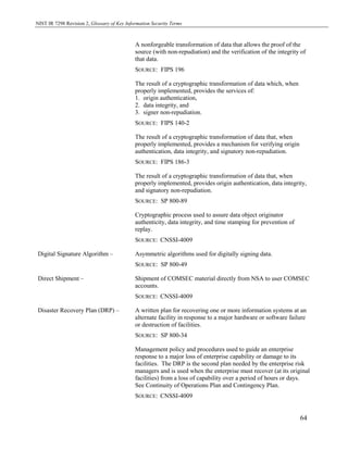 Glossary - Standard Security Terms - NIST Vocabulary | PDF