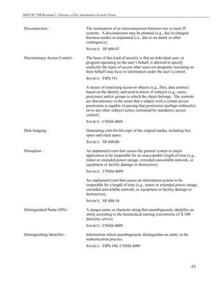Glossary - Standard Security Terms - NIST Vocabulary | PDF