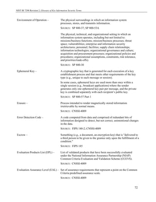 Glossary - Standard Security Terms - NIST Vocabulary | PDF