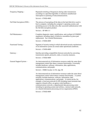 Glossary - Standard Security Terms - NIST Vocabulary | PDF