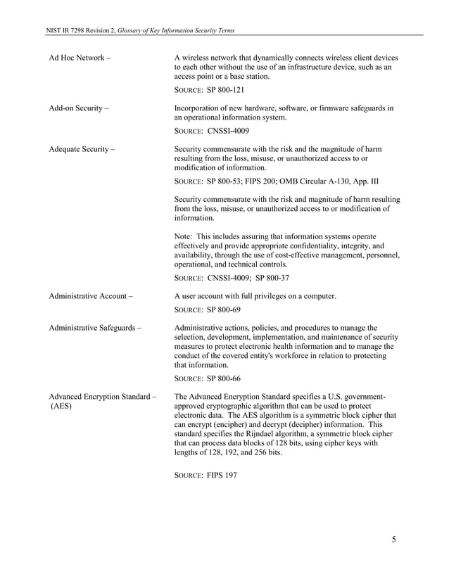 Glossary - Standard Security Terms - NIST Vocabulary | PDF