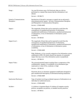 Glossary - Standard Security Terms - NIST Vocabulary | PDF