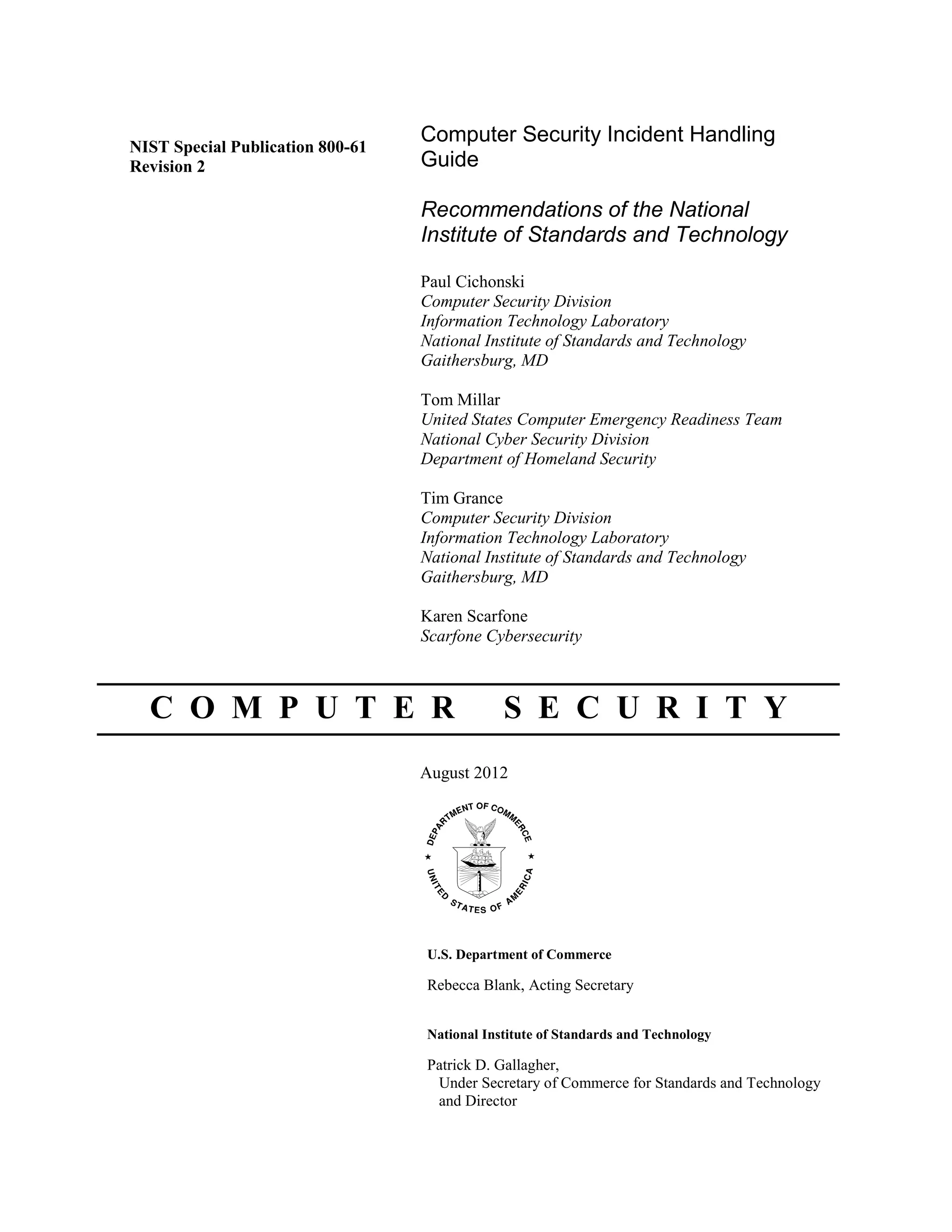Nist.sp.800 61r2 | PDF