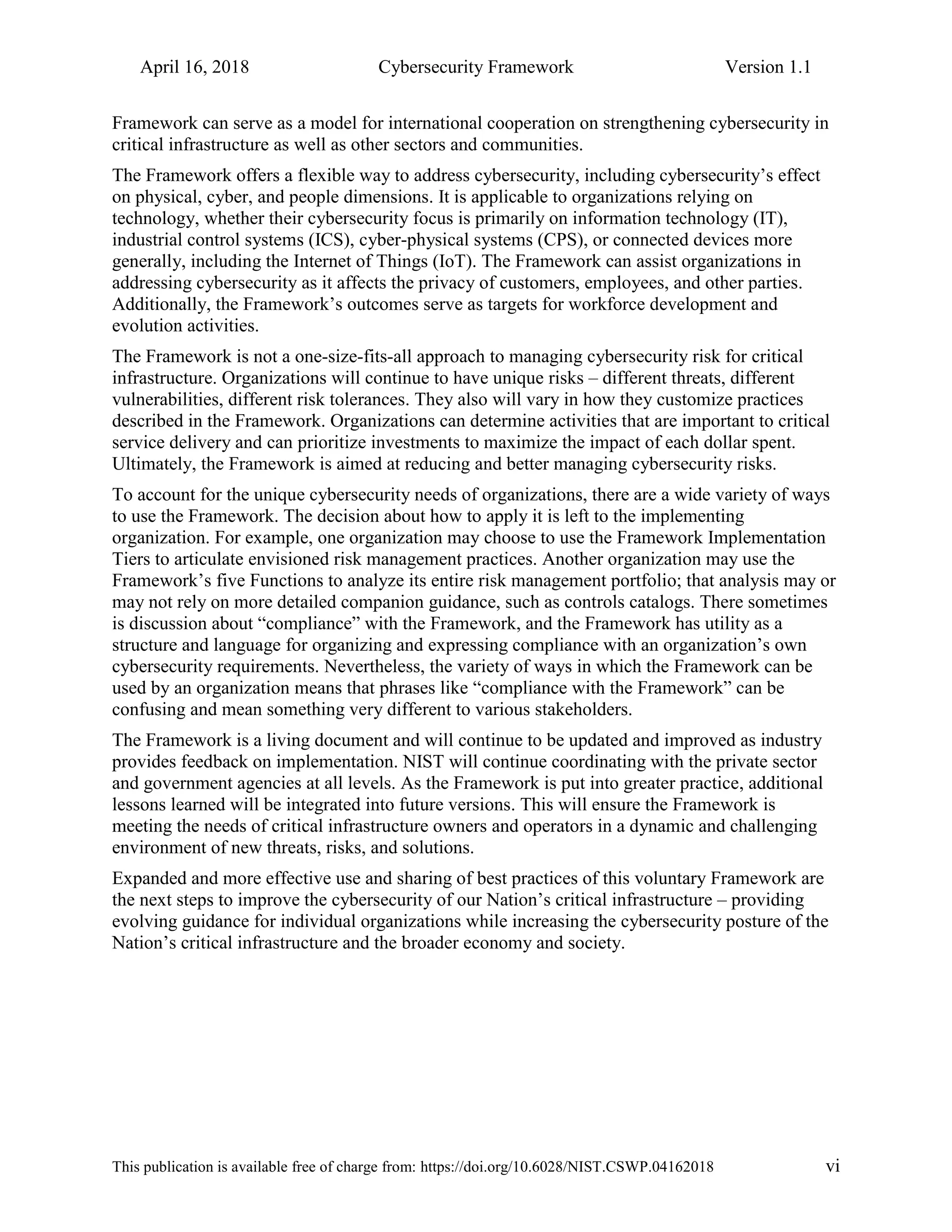 Framework for Improving Critical Infrastructure Cybersecurity - Nist.…