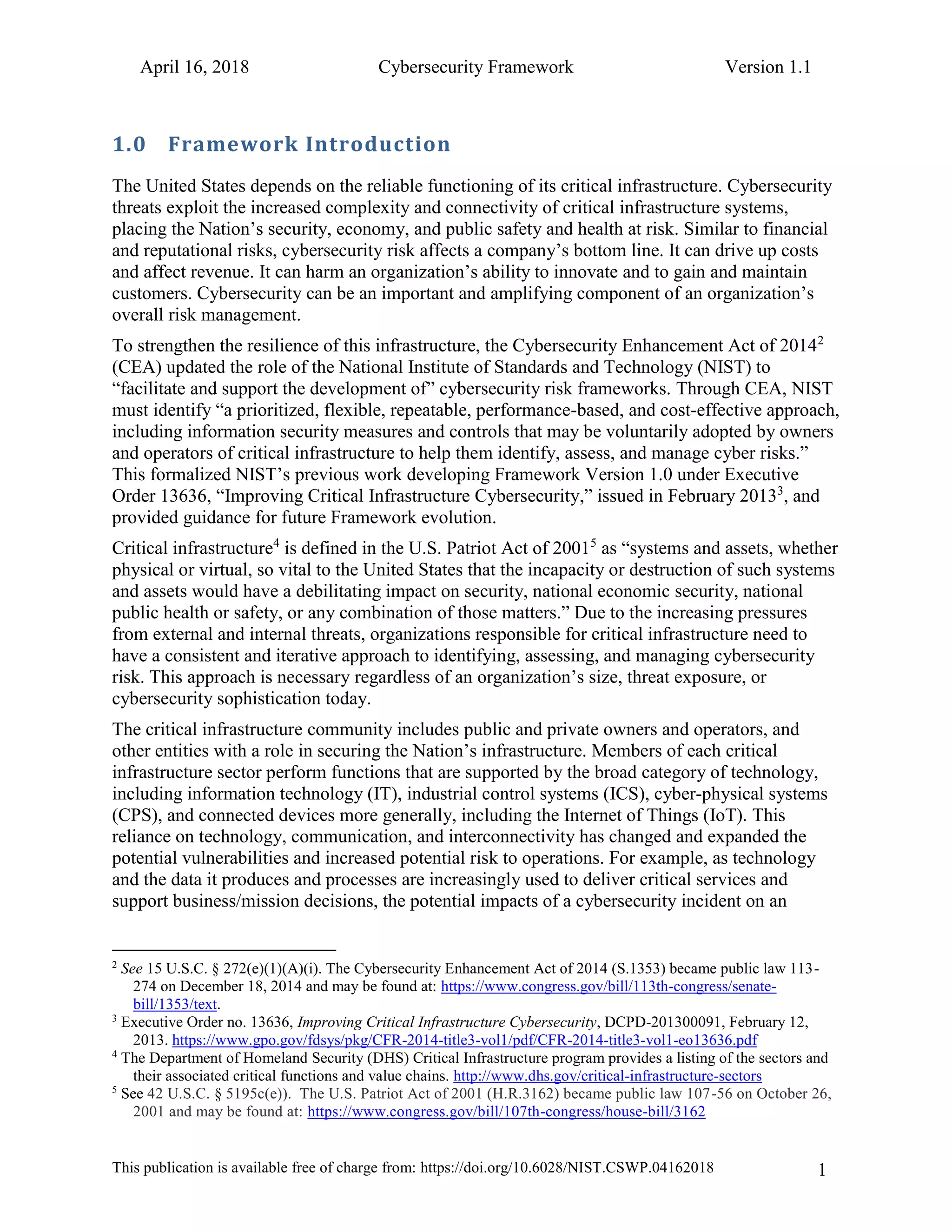 Framework for Improving Critical Infrastructure Cybersecurity - Nist.…