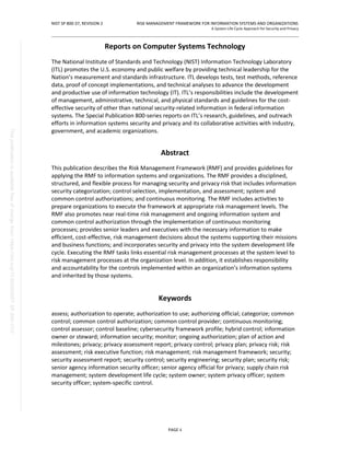National Institute of Standards and Technology (NIST) Risk Management ...