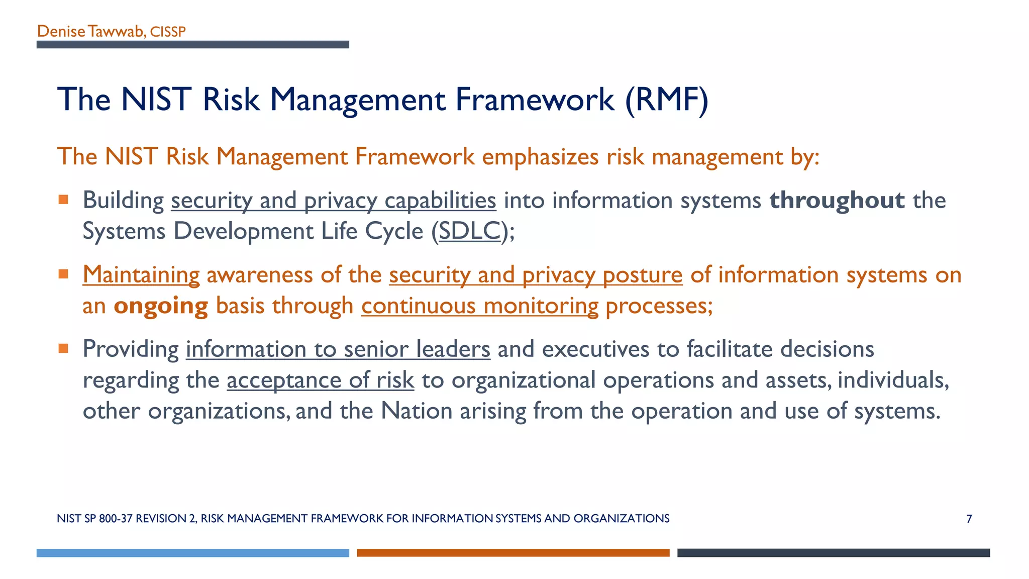 Understanding the NIST Risk Management Framework: 800-37 Rev. 2 | PDF
