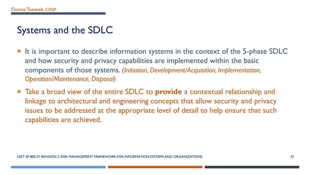 Understanding the NIST Risk Management Framework: 800-37 Rev. 2 | PDF
