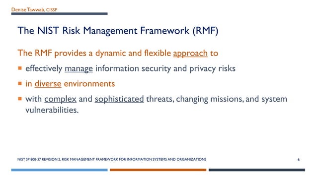 Understanding the NIST Risk Management Framework: 800-37 Rev. 2 | PDF