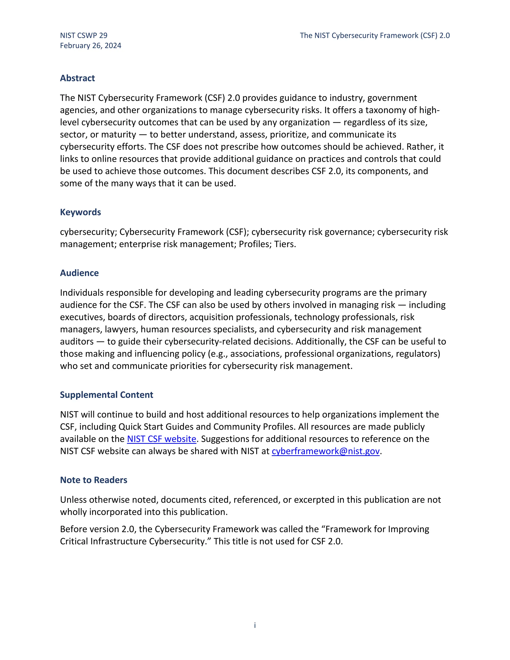 National Institute of Standards and Technology (NIST) Cybersecurity ...