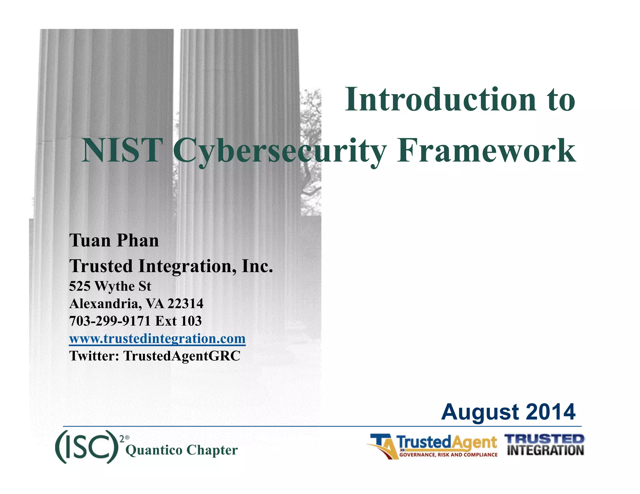 Nist cybersecurity framework isc2 quantico | PDF