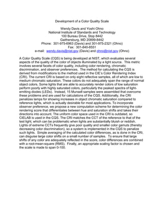 Nist developmentof colorqualityscale | PDF